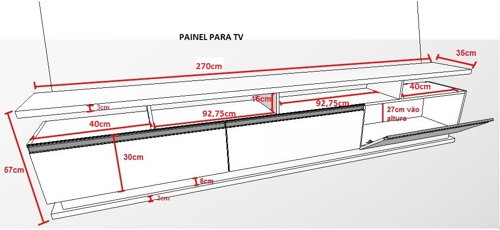 Rack com painel - Home Theater/Rack - Sala